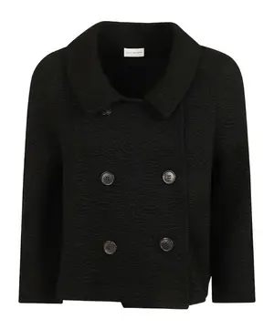 Dries Van Noten Textured Double-breasted Jacket - Black