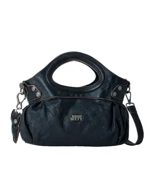 KNWLS Distressed Leather Handbag With Top Handle And Adjustable Shoulder Strap - Black