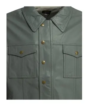 Needles Leather Jacket With Zippered Cuffs