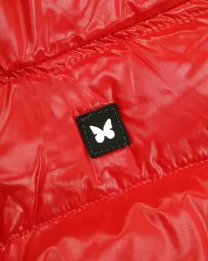 Max Mara Hooded Quilted Down Jacket With Fur Trim - Red