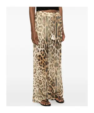 ERMANNO FIRENZE Leopard Print Wide-leg Trousers