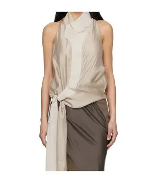 ENTIRE STUDIOS Halterneck Tie-front Top With Asymmetrical Hem - 6311