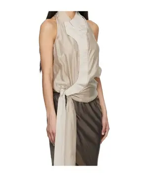 ENTIRE STUDIOS Halterneck Tie-front Top With Asymmetrical Hem - 6311