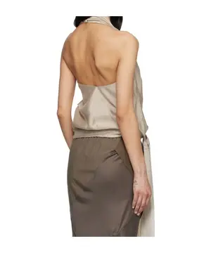ENTIRE STUDIOS Halterneck Tie-front Top With Asymmetrical Hem - 6311