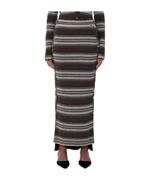 KNWLS Striped Knit Midi Skirt