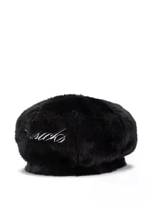 BASICKS Faux-fur Embroidered-logo Beret