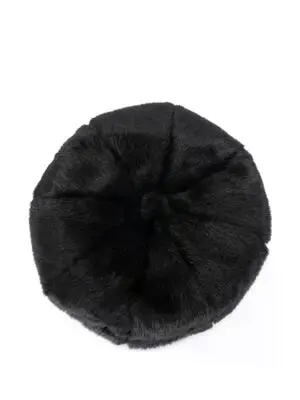BASICKS Faux-fur Embroidered-logo Beret