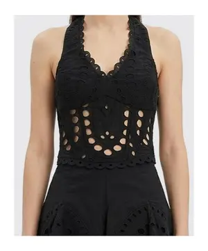 Charo Ruiz Ibiza Openwork Tie-neck Camisole Top