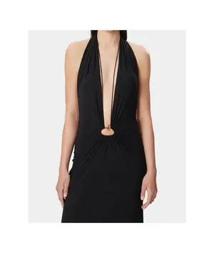 AMAZUIN Sleeveless Plunging Neck Maxi Dress