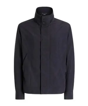 Dolce & Gabbana High Neck Jacket With Logo Patch - Black