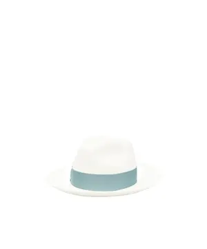 Borsalino Ribbon Detail Straw Hat - White