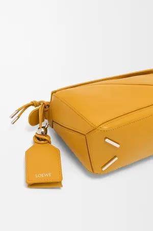 Loewe Mini Puzzle Leather Tote Bag - Mustard-colored