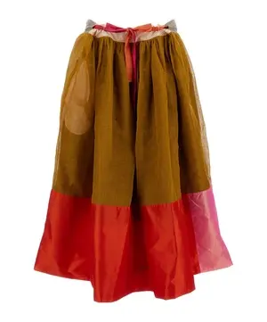 DANIELA GREGIS Patchwork Midi Skirt - Brown