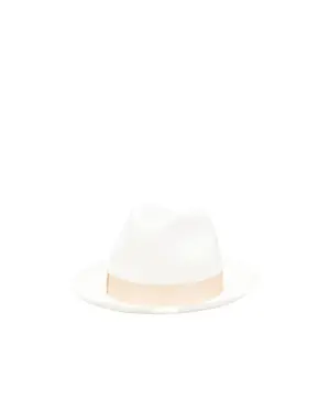 Borsalino Monica Ribbon-detail Straw Hat - White
