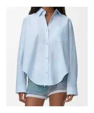 Loewe Anagram Embroidered Shirt - Light Blue