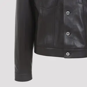 Bottega Veneta Leather Jacket With Intrecciato Detailing - Dark Kalubo