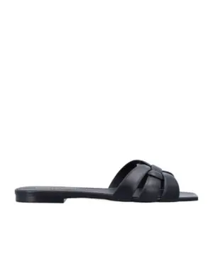 Saint Laurent Tribute Slip-on Flat Sandals - Black