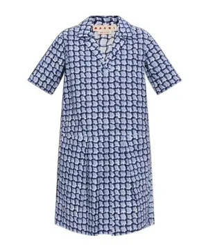 Marni Printed Collared Short Sleeve Dress