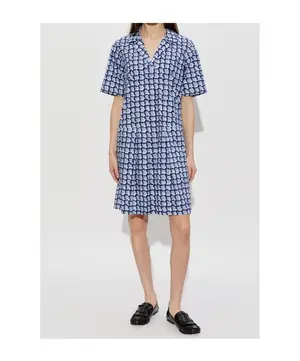 Marni Printed Collared Short Sleeve Dress