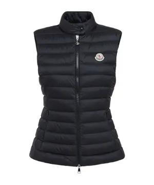 Moncler Down Vest With Stand Collar And Zipper Closure - Black