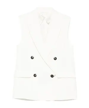 Max Mara Sleeveless Double-breasted Vest - White