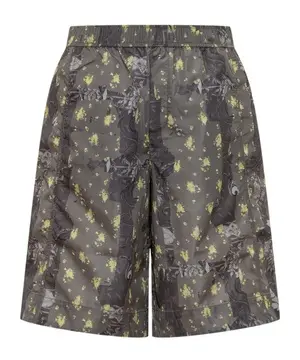 GANNI Printed Nylon Bermuda Shorts - Black