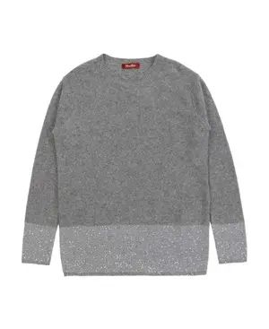 Max Mara Round Neck Long Sleeve Pullover With Sequined Hem