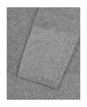 Max Mara Round Neck Long Sleeve Pullover With Sequined Hem