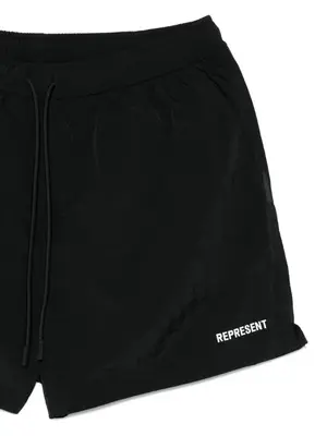 REPRESENT Logo Drawstring Swim Shorts - Black