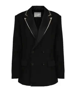 Sacai Double-face Wool Blend Jacket With Notched Lapel