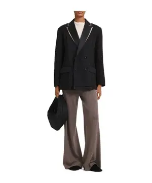 Sacai Double-face Wool Blend Jacket With Notched Lapel
