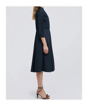 Aspesi Pleated Collared Midi Dress - Black