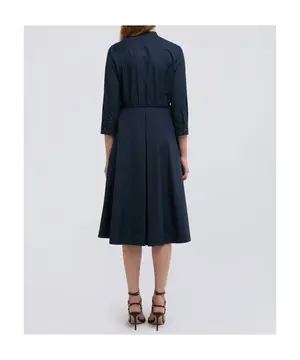 Aspesi Pleated Collared Midi Dress - Black