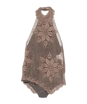 Magda Butrym Crochet Floral Detail Top - Nude