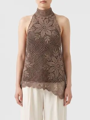 Magda Butrym Crochet Floral Detail Top - Nude