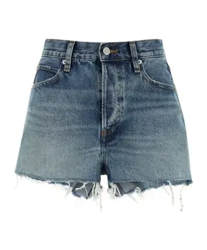 FRAME The Dare Frayed Denim Shorts - Blue