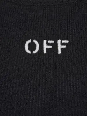 Off-White Ribbed Round Neck Rowing Top