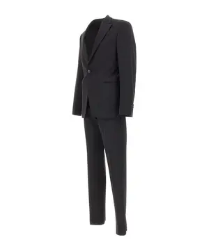Emporio Armani Satin-trim Peak-lapel Suit - Black