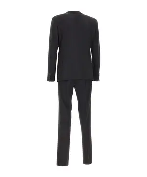Emporio Armani Satin-trim Peak-lapel Suit - Black