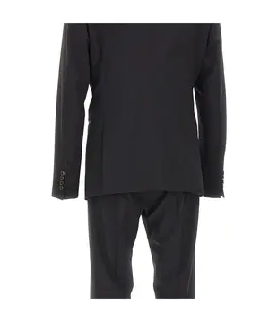 Emporio Armani Satin-trim Peak-lapel Suit - Black