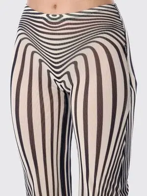 JEAN PAUL GAULTIER Striped Mesh Full-length Trousers - Nude