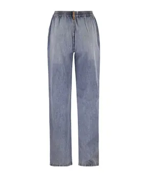 Fabiana Filippi Elastic Waist Denim Pants With Beaded Belt Loops