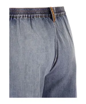 Fabiana Filippi Elastic Waist Denim Pants With Beaded Belt Loops