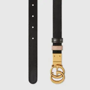 Gucci Gg Marmont Reversible Skinny Belt - Black