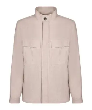 Zegna High Collar Utility Jacket - Nude