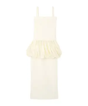 Carven Layered Grain De Poudre Wool And Gathered Satin Gown