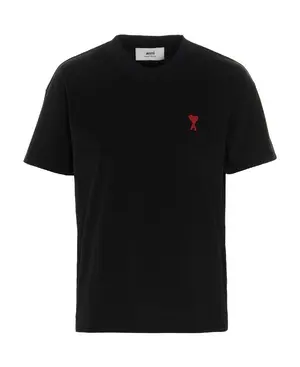 AMI Paris Crewneck T-shirt With Embroidered Logo - No