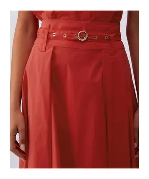 Liu Jo Poplin Midi Skirt With Belted Waist