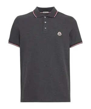 Moncler Tricolour-trimmed Cotton Polo Shirt - Black