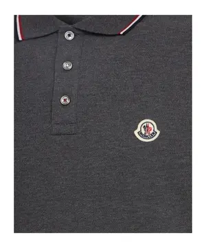 Moncler Tricolour-trimmed Cotton Polo Shirt - Black